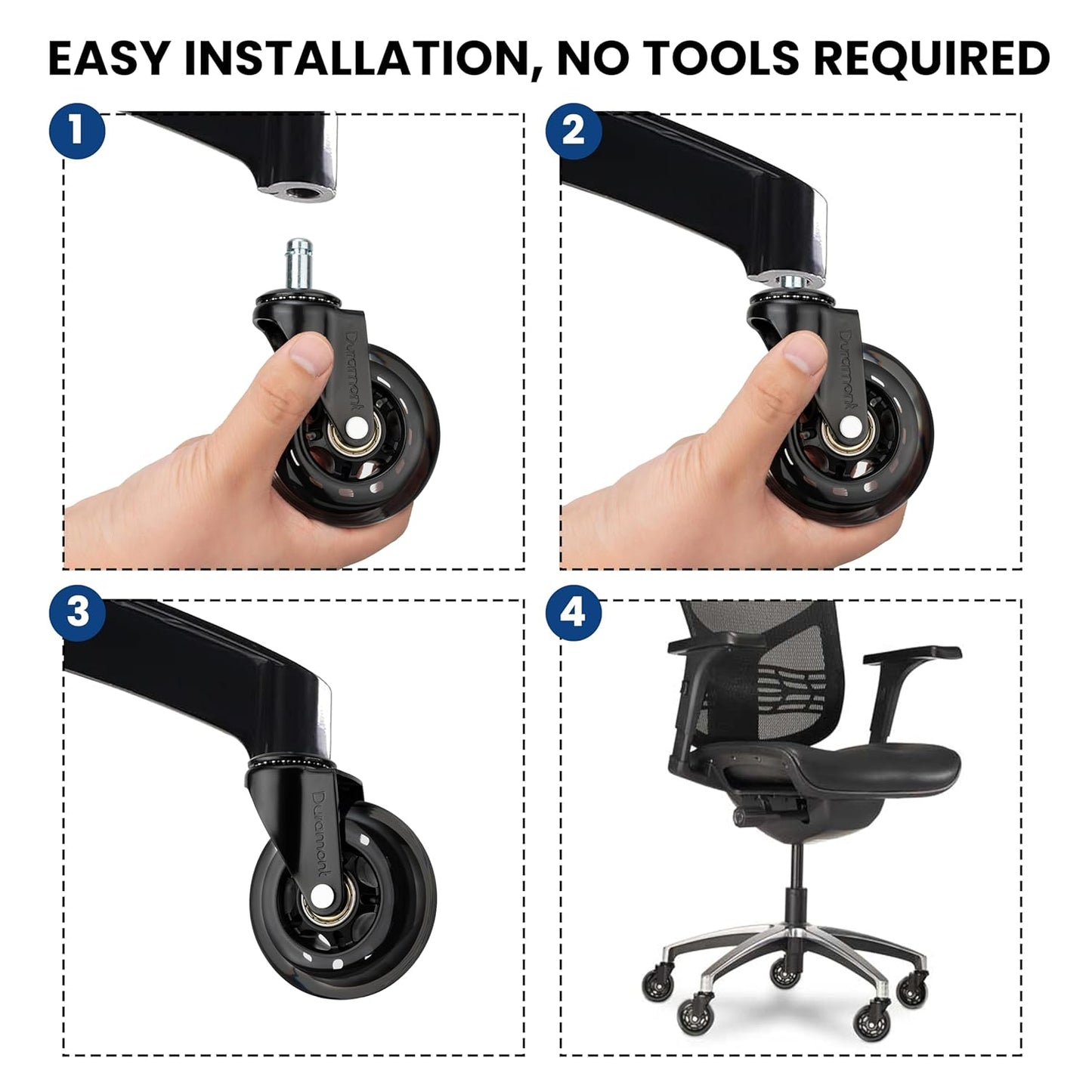 Office Chair Wheels - Black – Duramont